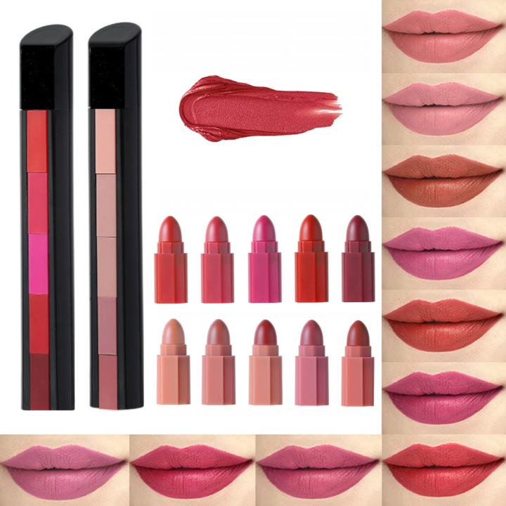 5 In 1 Matte Lipstick, Light & Dark Shade- 5 steps Matte lipsticks ...