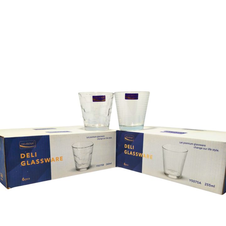 Delisoga 6‑Piece 260 ml Glass Set For Water & Juice Set Dotted Textured ...