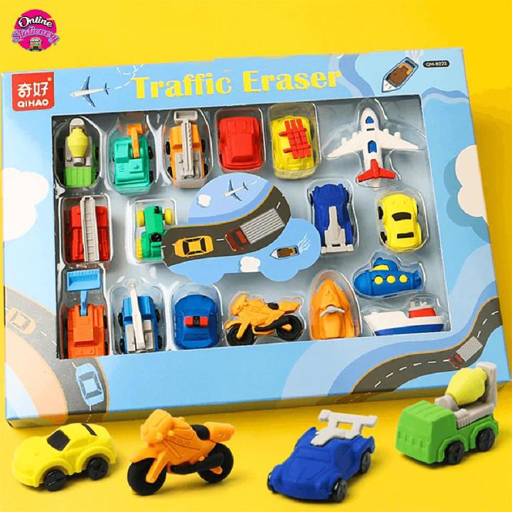 Cute Kids Traffic Gift Eraser Set 17 Pieces | Daraz.pk