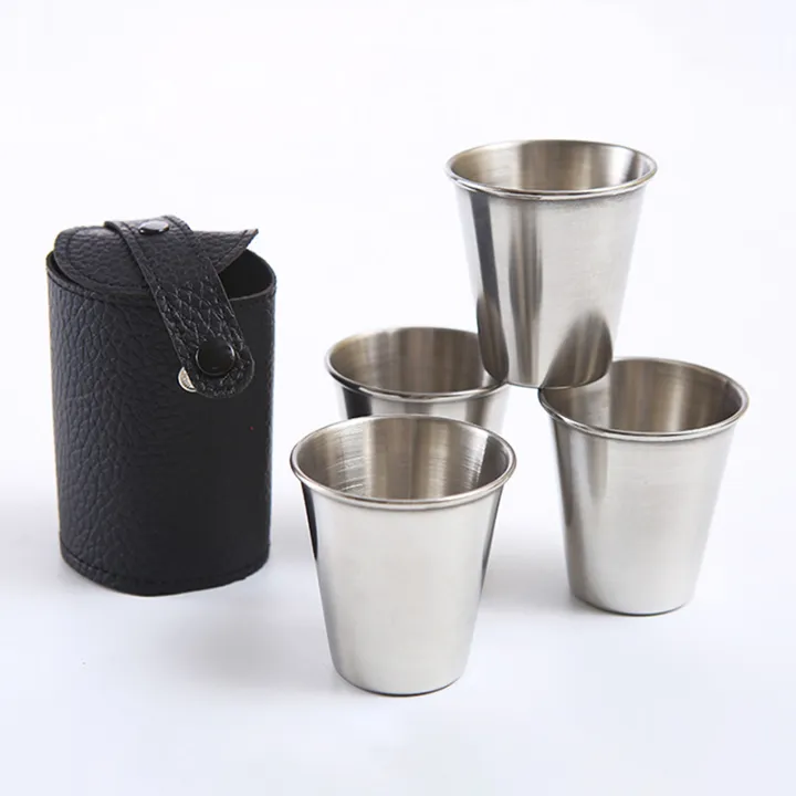 4Pcs Outdoor Practical Travel Stainless Steel Cups Mini Set Glasses For ...