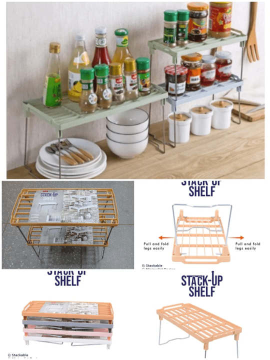 1 Piece Stack up shelf, Folding Kitchen Organizer Cabinet Shelves ...