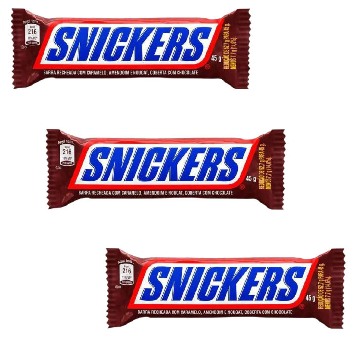 Snickers Chocolate Bar Original – Pack of 3 x 45g – Imported Energy ...