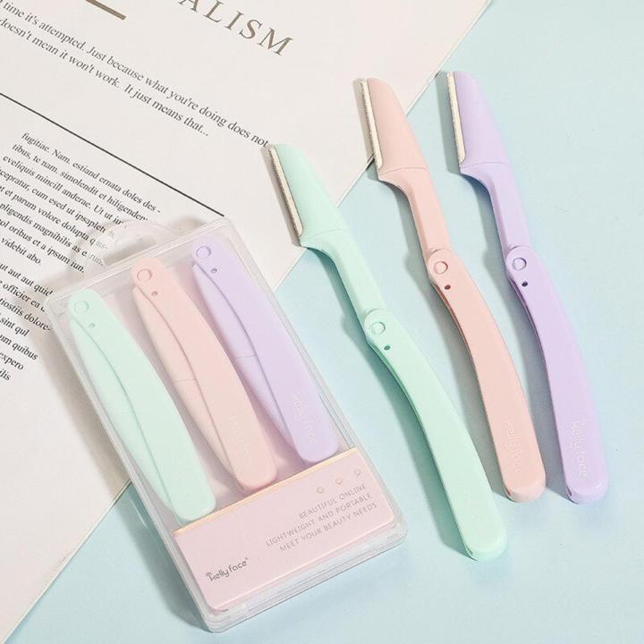 3Pcs Eyebrow Trimmers Epilator Folding Eyebrow Razor Shaver Blade ...