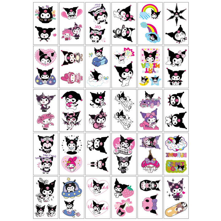 Kuromi cartoon girl heart disposable temporary arm face tattoo sticker ...