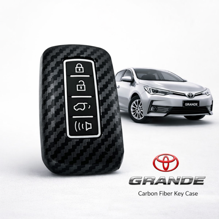 Toyota Corolla Grande Carbon Fiber Key Case – Hard Protective Smart Key ...