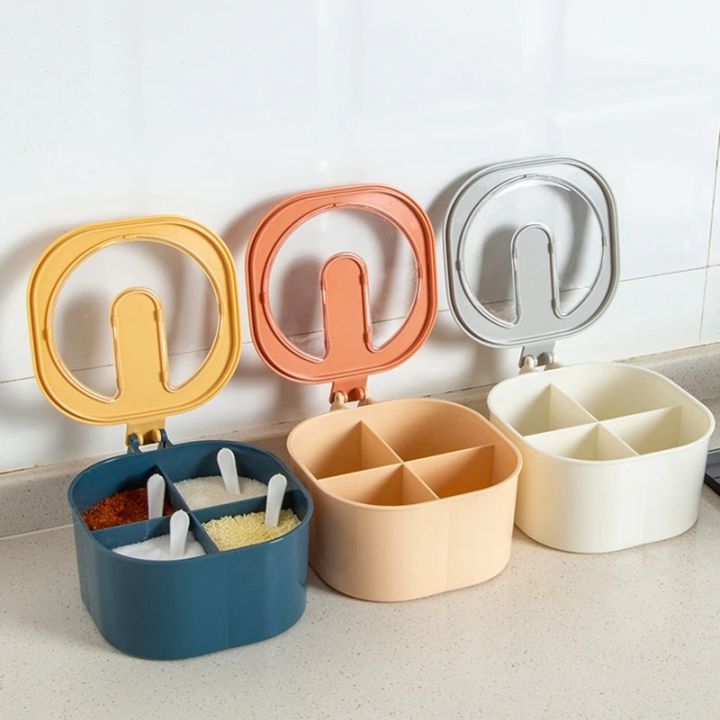New Kitchen Storage Box – 4-in-1 Seasoning Organizer | Durable Plastic ...