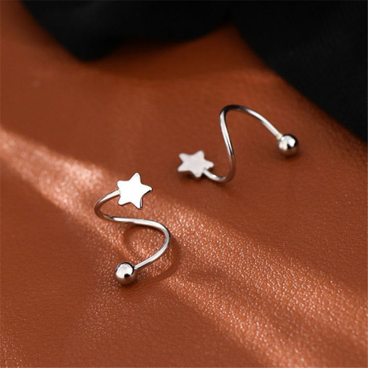 2pcs Stainless Steel Spiral Twisted Lip Ring Tongue Piercing Heart Star ...