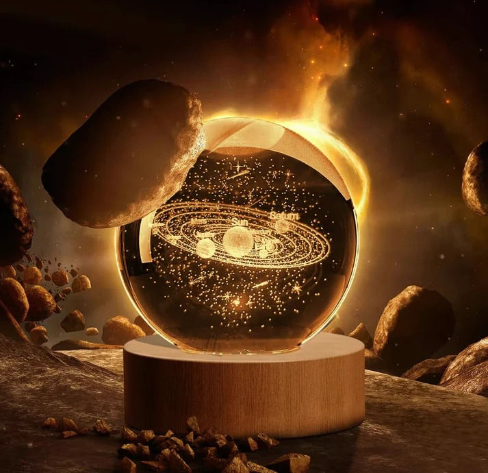 Night Lamp - Crystal ball Crystal Astronaut Planet Globe 3D Laser ...