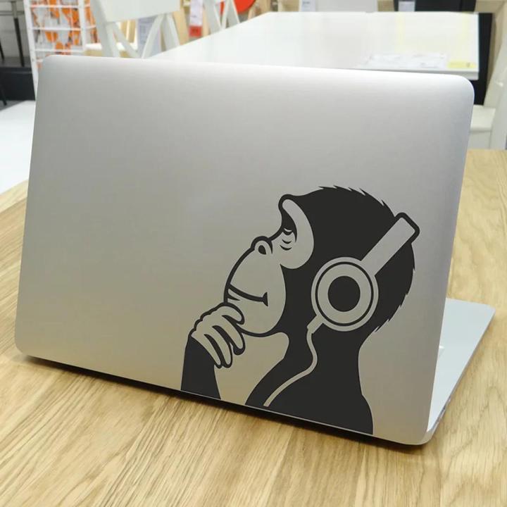 Funny Monkey with Headphone Laptop Sticker Decals, Laptop Stickers ...