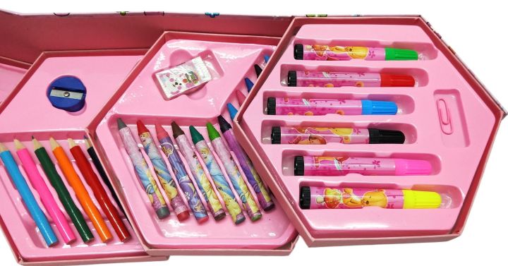 46 Pcs Coloring Kit Hexagonal Coloring Box Art Kit, Color Pencils ...