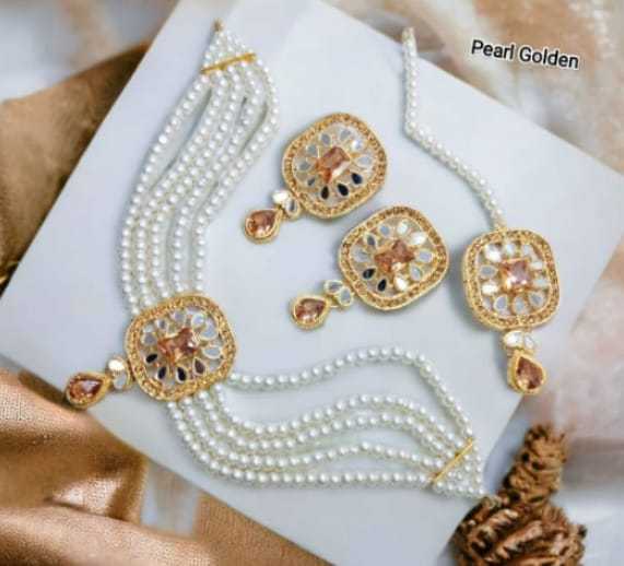 New Fancy Pearl And Crystal Patti Set With Earing And Tika For Girl And ...