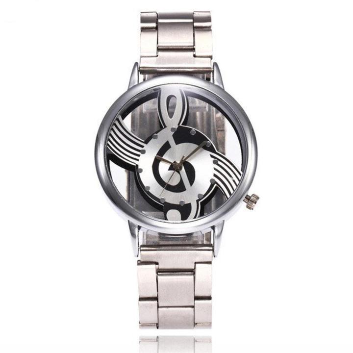 New Brand Hollow Music Note Notation Watch Stainless Steel Quartz Wrist ...