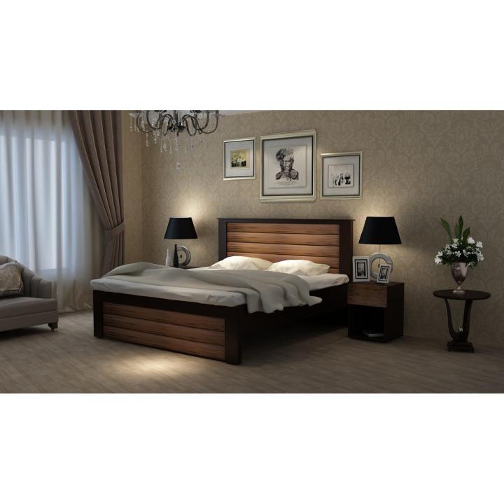 DB-001 - FMF Oak Wood Double Tone Black & Brown Polish King / Queen Bed ...