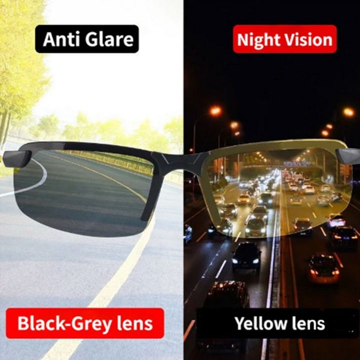 Fishing UV400 Driving Half Frame Day and Night Glasses Men's Driving ...