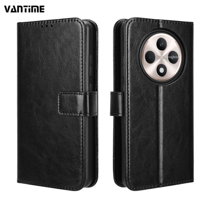 Vantime For Oppo Reno12 F 4g 5g Classic Pu Wallet Case Card Slot Flip