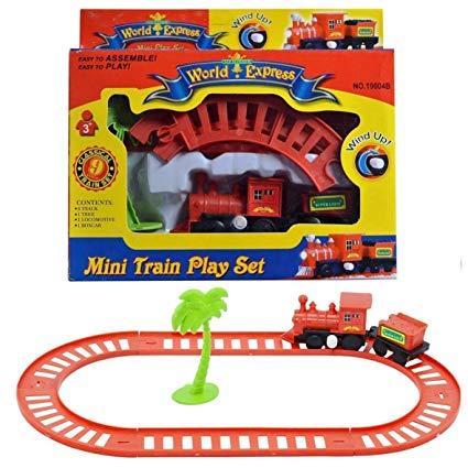 Mini Train Play Set for Kids - 1 Locomotive, 6 Track,1 Boxcar & 1 Tree ...