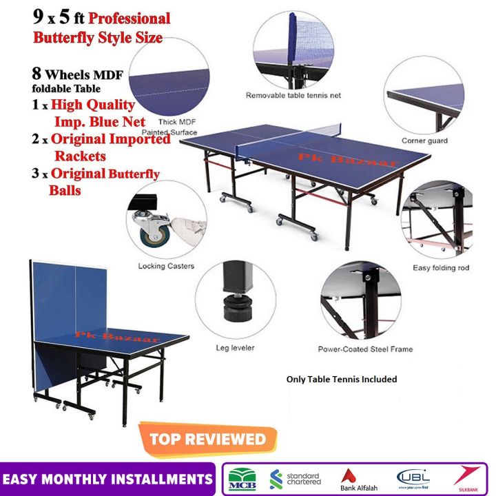 Professional Butterfly Table Tennis Table 8 Wheels Standard Size 9x5 FT ...