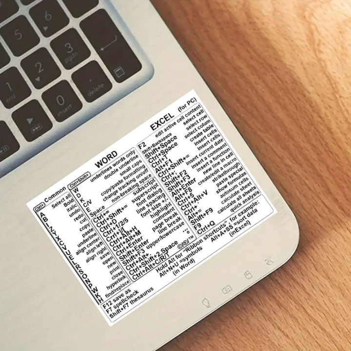 Word/Excel (for Window) Reference Guide Keyboard Shortcut Sticker ...