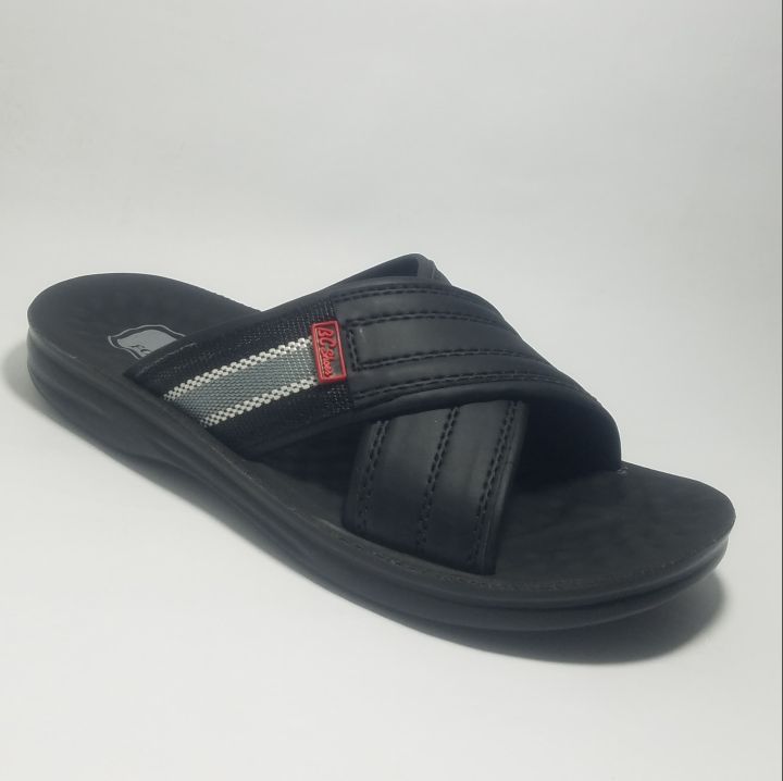 Men Cross Style Slip-on Slides - Synthetic Leather Slides for Men ...