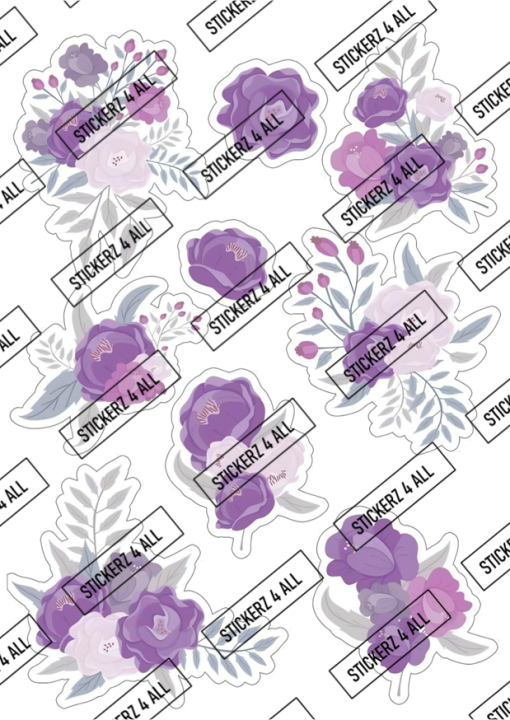 FLORAL PURPLE AESTHETIC uncut sticker sheet A6 size based on popular ...