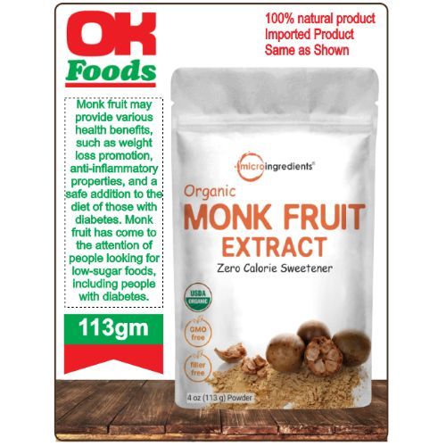 USDA Organic Monk Fruit Extract Powder with Active Mogrosides, 4 Ounce ...