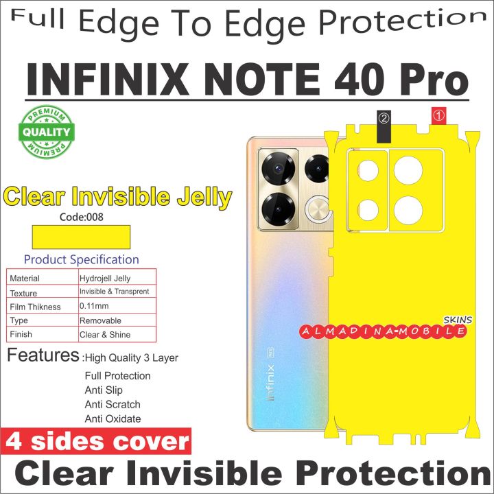 Infinix Note 40 Pro Invisible Full Back Jelly Protector Soft Clear TPU ...