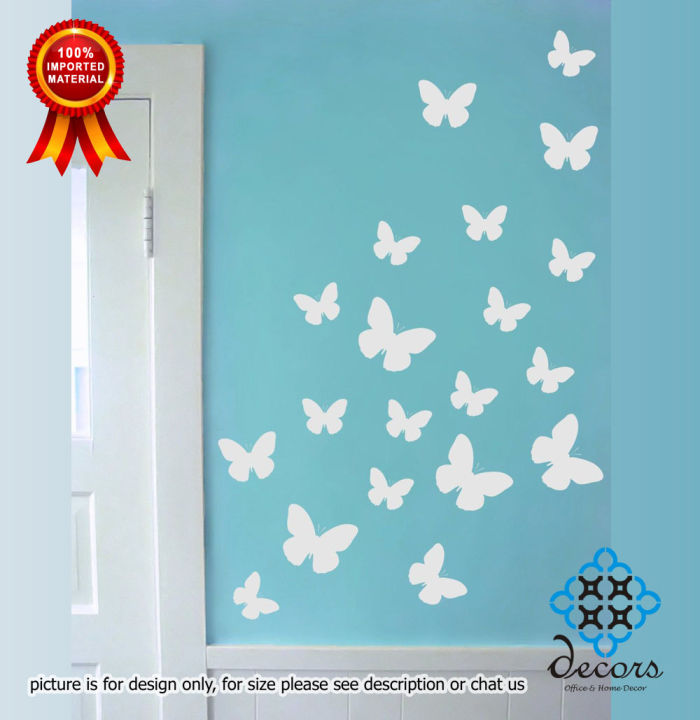 Decors wall sticker Set of 25 Butterfly decal in varying sizes color ...