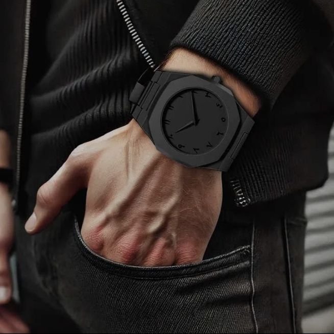 Aura Quartz Watch Black Lightweight Design Arabic Dial Black Aura ...