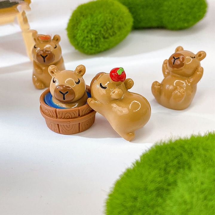 2/5PCS DIY Micro Landscape Ornament Miniature Smooth Kapibare Action ...
