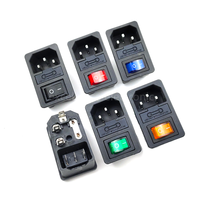 AC Power Socket with Light Fuse Card Type 3-in-1 Rocker Switch 3 Pin ...