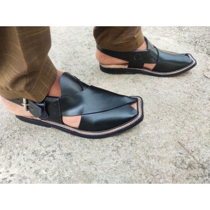 Charsada Chappal / Sandal – Gents – Genuine Leather – black – Leather ...