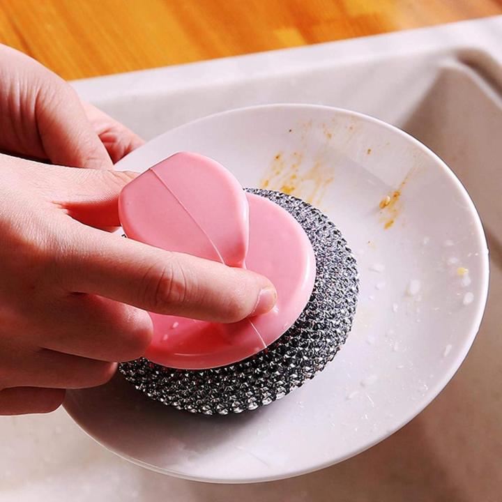 Kitchen Accessories Short Handle Steel Wire Ball Brush Pot Cleaning ...