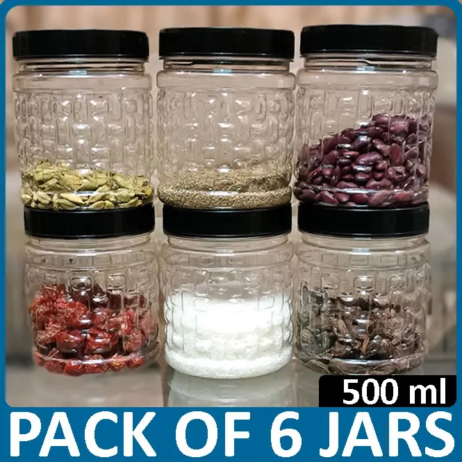 SMALL SIZE 6 PCS KITCHEN JAR STORAGE JAR SNACK JAR SET SPICE JAR RACK ...