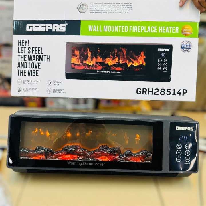 Geepas Wall Mounted Fireplace Heater With Remote Control GRH28514P ...