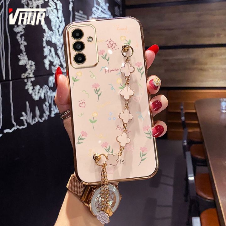 VRQR Clover Bracelet Case for Samsung Galaxy A14 Back Cover Flowers Pattern Phone Cover A13 A15 ...