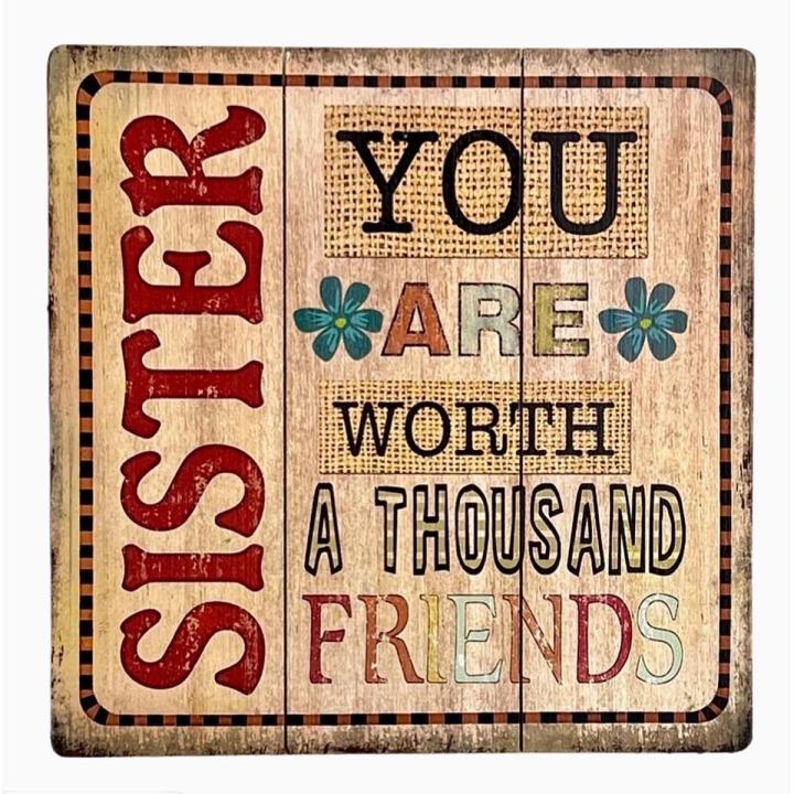 Rustic Wooden Sign Sister Wooden Wall Signs Hanging Sign for Wall Art ...