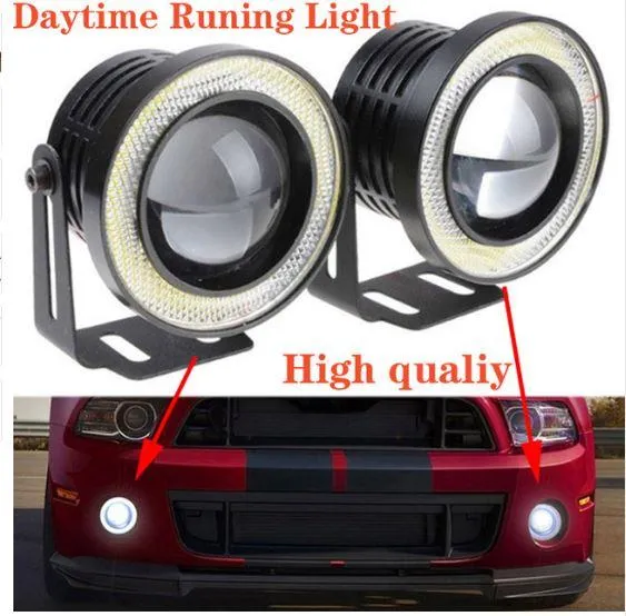 2 Pieces Universal Angel Eyes Fog Lamp Projector Light with Ring lights ...