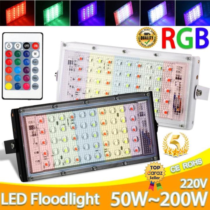 50W RGB LED Flood Light Spotlight 220V IP66 Outdoor Lighting Waterproof ...