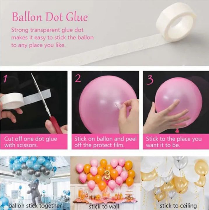 100 Dots Clear Balloon Glue - Removable Double Sided Adhesive for ...