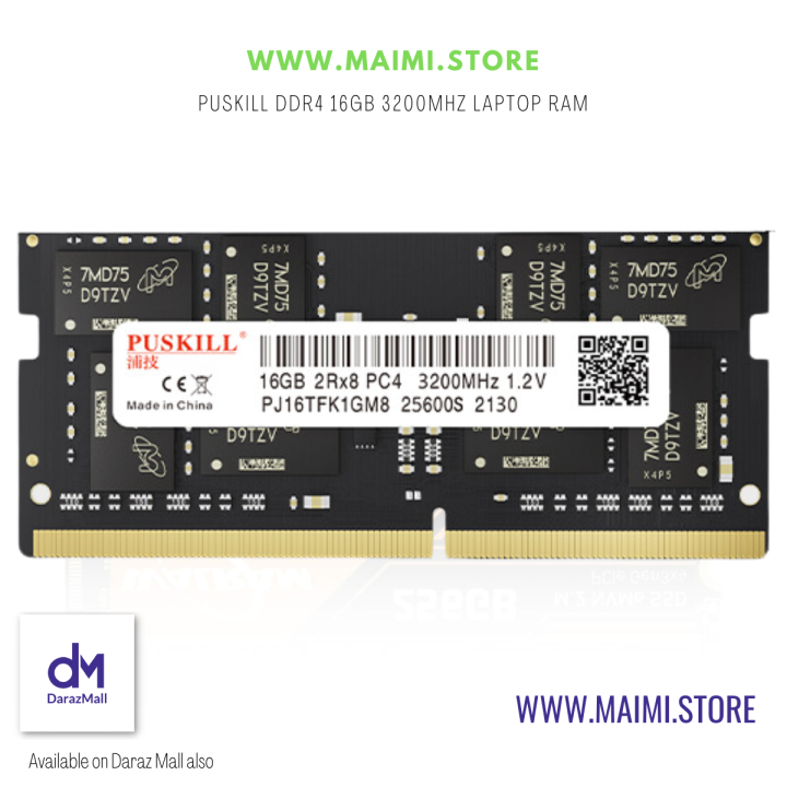PUSKILL Laptop Ram Notebook DDR4 16GB 3200Mhz Sodimm Laptop Memory ...