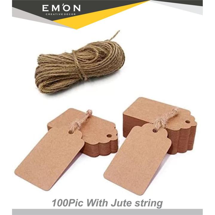 100pcs Plain Kraft card Tags with Strings Hanging Tags Garment Tags for ...
