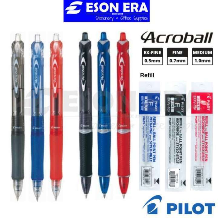 Pilot Acroball Ball Retractable Refillable Ballpoint Pen EF F M Refill ...