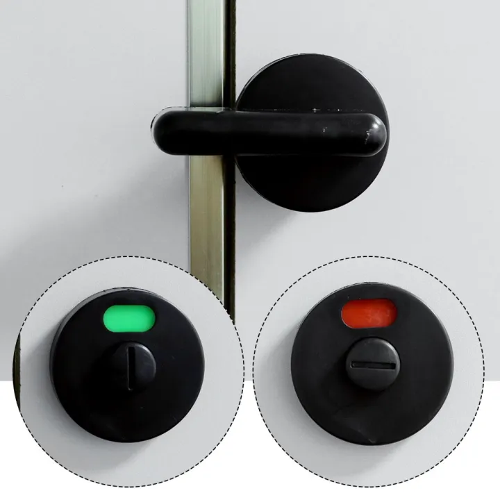 Bathroom Partition Nylon Plastic Indicator Lock Handle Door Lock Black ...