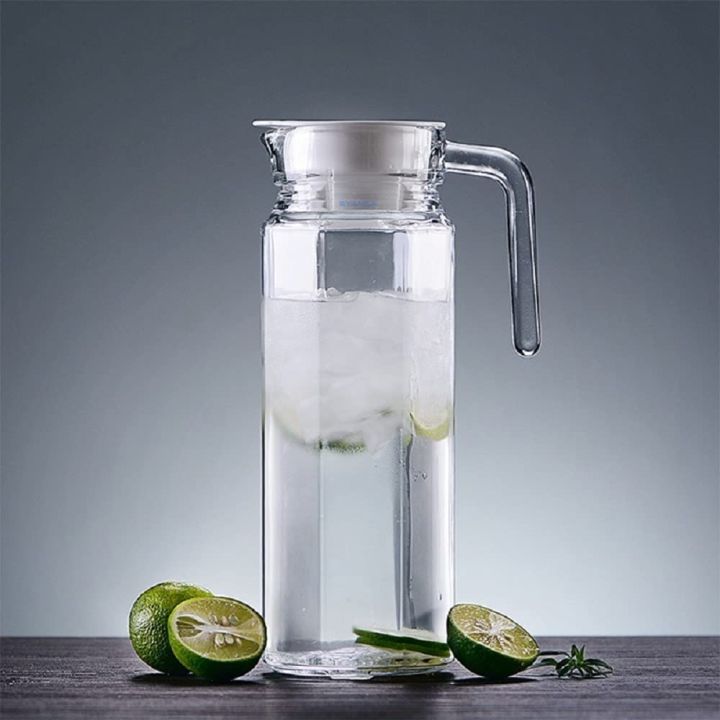 Premium Water and Juice Glass Jug Pitcher with lid, 1-Pcs, 1.1-Liter ...