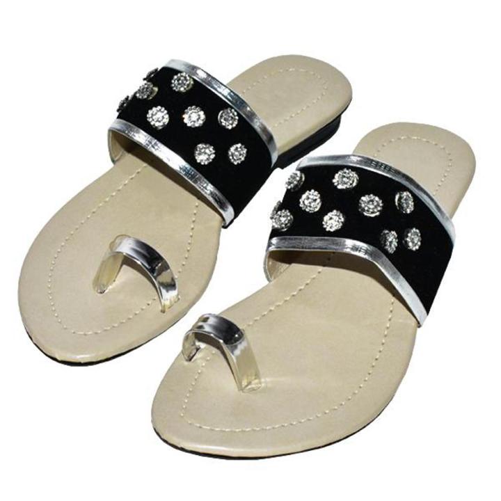 FANCY BLACK THUMB STYLE CHAPPAL FOR LADIES | Daraz.pk