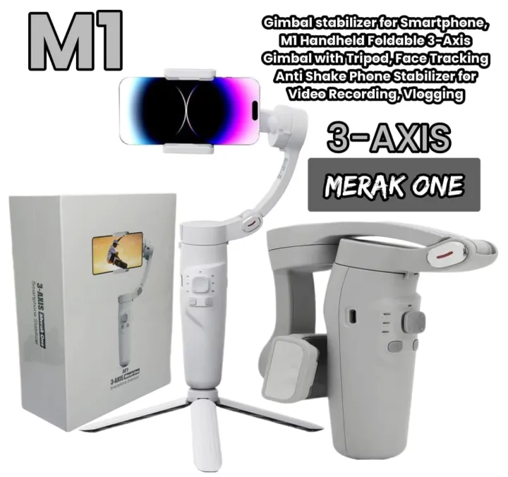 Gimbal stabilizer for Smartphone, M1 Handheld Foldable 3-Axis Gimbal ...