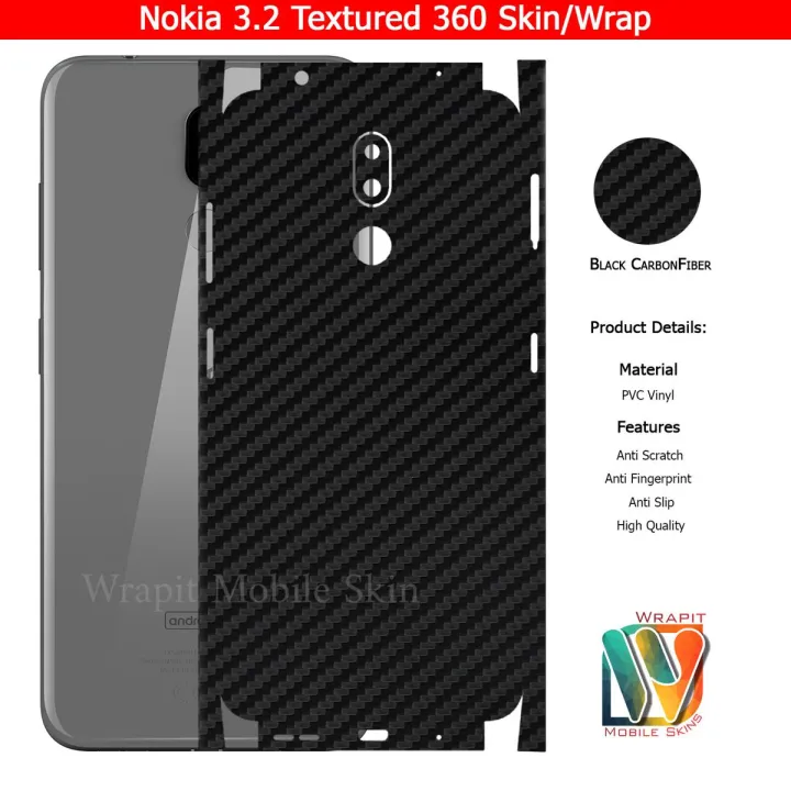 Nokia 3.2 Skin / Wrap 360 Protection Carbon fiber/ Matte/ Transparent ...