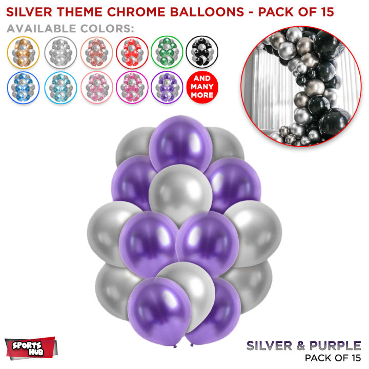 15 Pcs Chrome Metallic Balloons Round Multi Colors Helium Shining ...