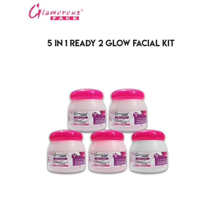Glamorous Face Ready 2 Glow Facial Kit 5 In 1 Glowing Repair Kit Polish ...