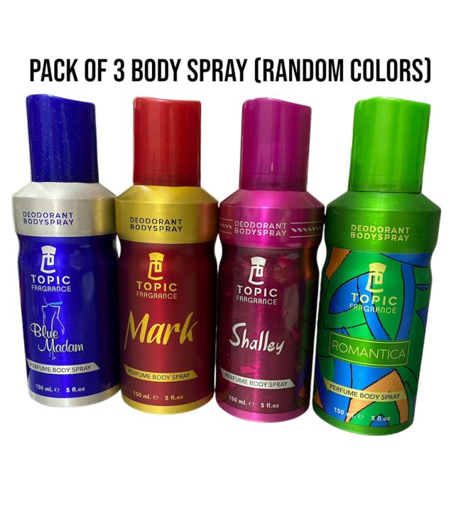 Body Spray Pack of 3 Deodorants Perfumed For Unisex Long Lasting 150 ML ...